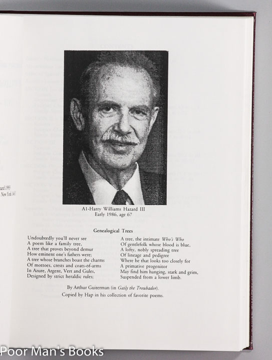 THE ANCESTRY AND POSTERITY OF HARRY WILLIAMS HAZARD III, 1918-1989