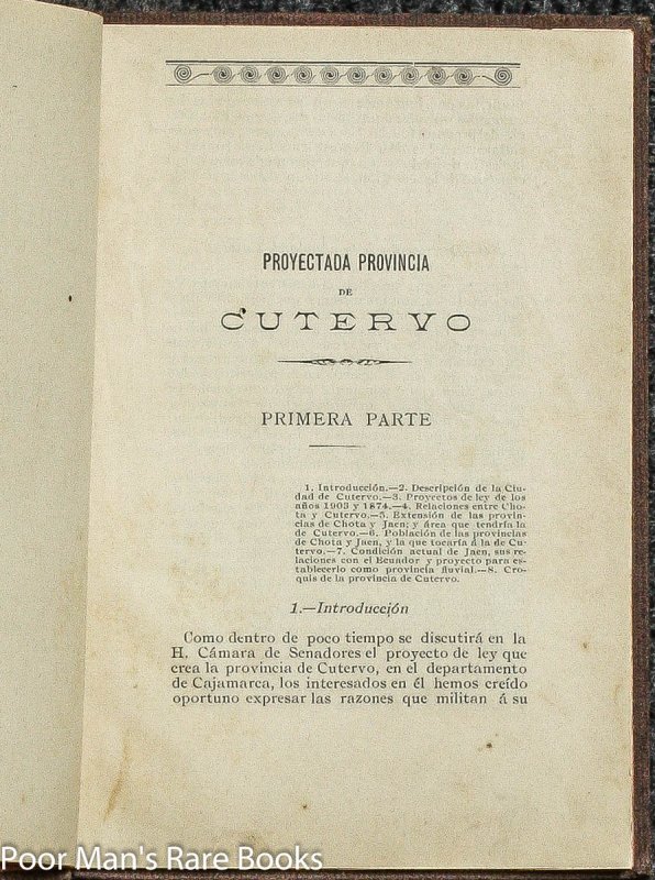 PROYECTADA PROVINCIA DE CUTERVO 1904 [ FOLDOUT MAP]