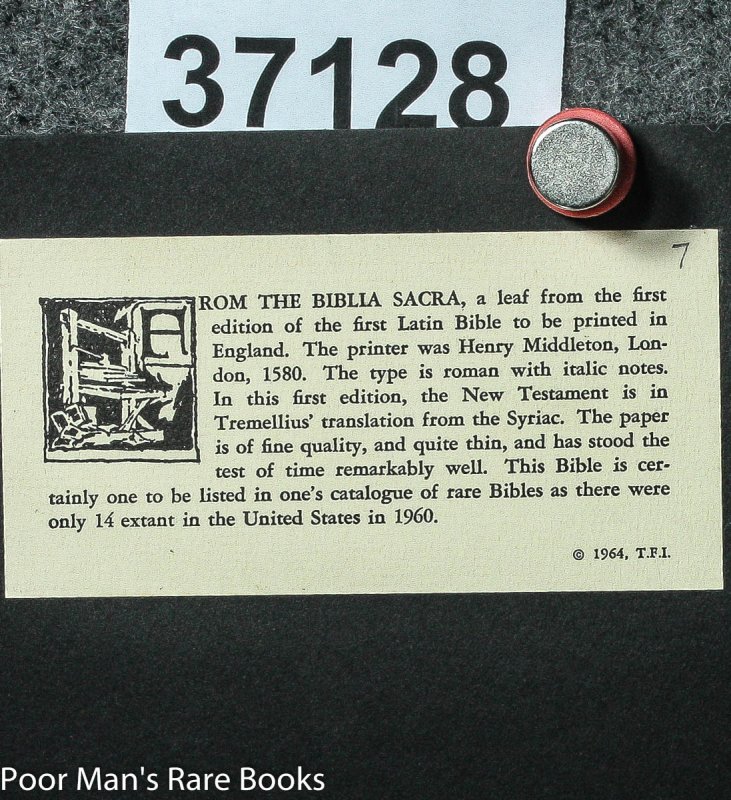 Single Leaf From Biblia Sacra- First Edition Of The First Latin Bible ...