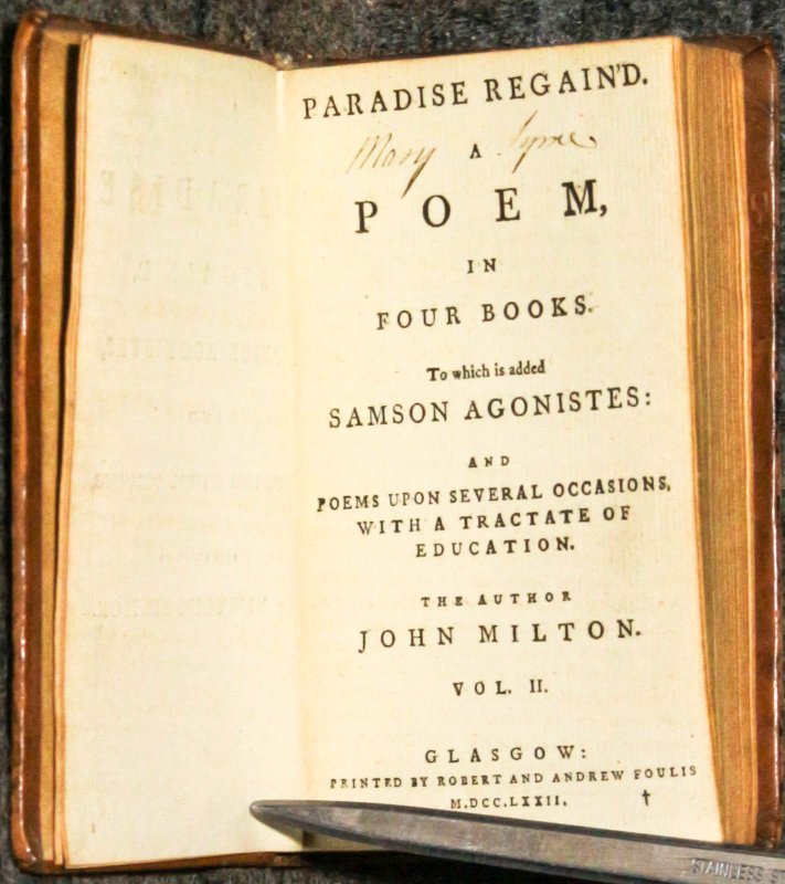 Paradise Lost, A Poem In Twelve Books. Paradise Regained- A Poem In ...