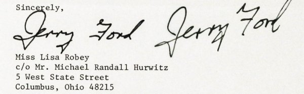President Ford Typed Letter Signed With Both Autopen And Genuine Signature
